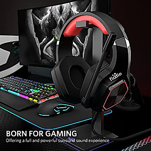 Fiodio 7.1 Surround Sound Gaming Headset with LED Effect, Stereo Headphones with Comfortable Ergonomic Earmuff and Microphone
