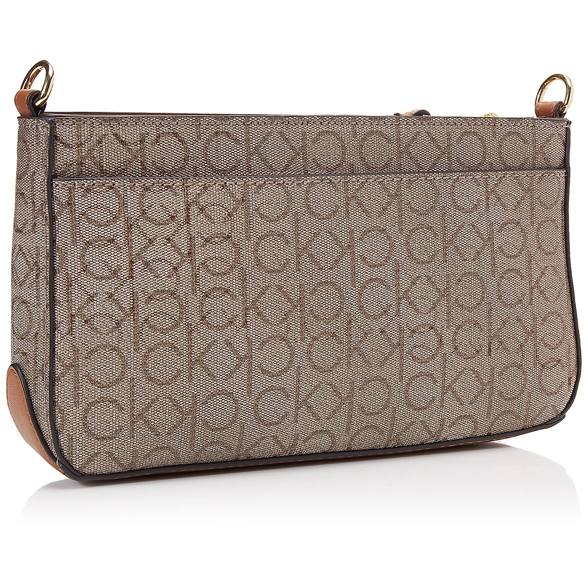 Calvin Klein Lucy Triple Compartment Shoulder Bag, Brown/Khaki/Orchid Embossed