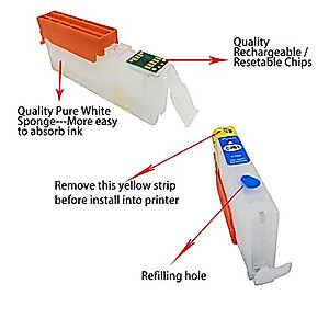 HEMEINY Empty Refillable Ink Cartridges Replacement for Canon PGI-250 CLI-251,Works with PIXMA MG5420 IP7220 MX722 MX922 MG5520 MG6420 MG5620 MG6620 MG5522 iX6820 Printer