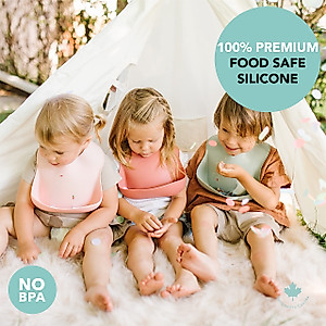 Loulou Lollipop Waterproof Baby Silicone Feeding Bib - Silver Sage