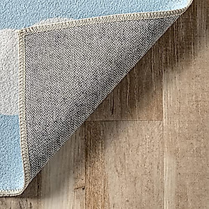 nuLOOM Lilia Machine Washable Kids Cloud Ultra Thin Area Rug, 5' x 8', Light Blue