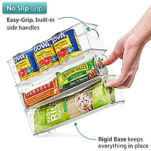 Sorbus Stackable Refrigerator Organizer Bins - Clear Storage Bins for Kitchen Pantry, Freezer & Fridge Organization - Food Organizing Plastic Containers with Handles for Countertops & Drawers (4 Pack)