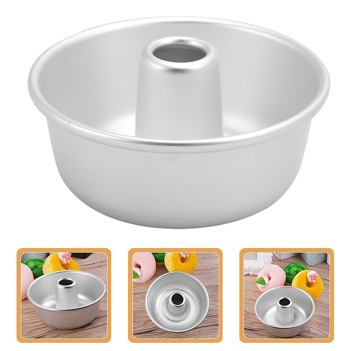 Yardwe Tube Pans for Baking Mini Angel Food Cake Pan, 4 inch Round Chiffon Cake Mold Aluminum Tube Pan Baking Cake Mould Donuts Molds