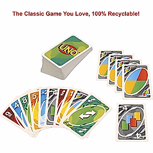 Mattel Games UNO Nothin' But Paper Card Game, Family Game with 100 Percent Paper and Fully Recyclable for 2-10 Players