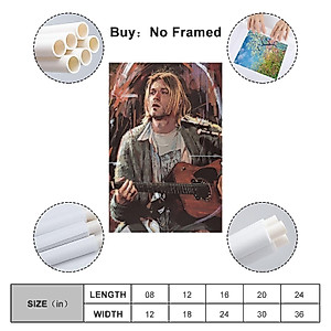 TARVIK Kurt Donald Cobain Poster ROCK Poster Art Decor Painting Aesthetic Wall Art Canvas for Bedroom Decor 16x24inch(40x60cm) 4