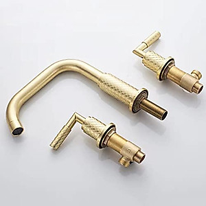 3 Hole Bathroom Basin Faucet Brass Bathroom Faucets Basin Faucets-Brushed Gold