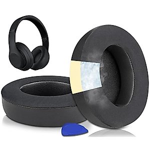 SoloWIT Cooling Gel Replacement Ear Pads Cushions for Beats Studio 2 & Studio 3 Wired & Wireless Headphones, Earpads with High-Density Noise Isolation Foam, Added Thickness - Black
