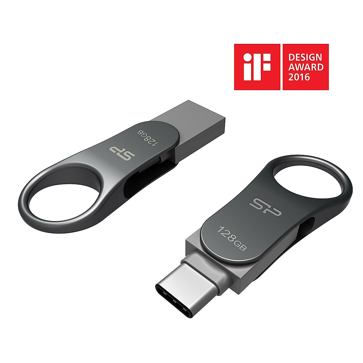 Silicon Power C80 64GB Flash Drive Type C Swivel Dual Flash Drive (USB-A 3.0 / USB-C) Ready for Smartphones, Tablets and New MacBook (SP064GBUC3C80V1S)