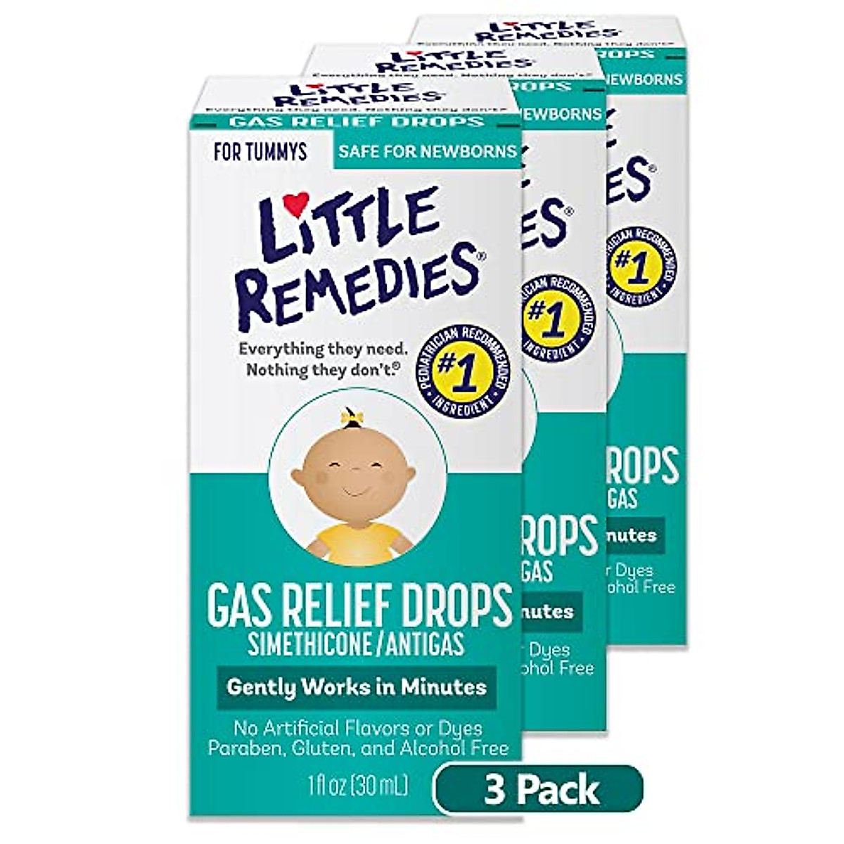Little Remedies Baby Gas Drops, 1 Fl Oz (Pack of 3)