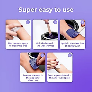 Bella Verde Waxing Kit - Home Wax Kit for Women and Men - Wax Warmer with LED display - 5 Packs of Wax Beads - Wax Pot - Pre & Post Wax Spray 20 Wood Sticks - Hard Wax Beans for Brazilian Body Legs Eyebrows Face Lips Armpits