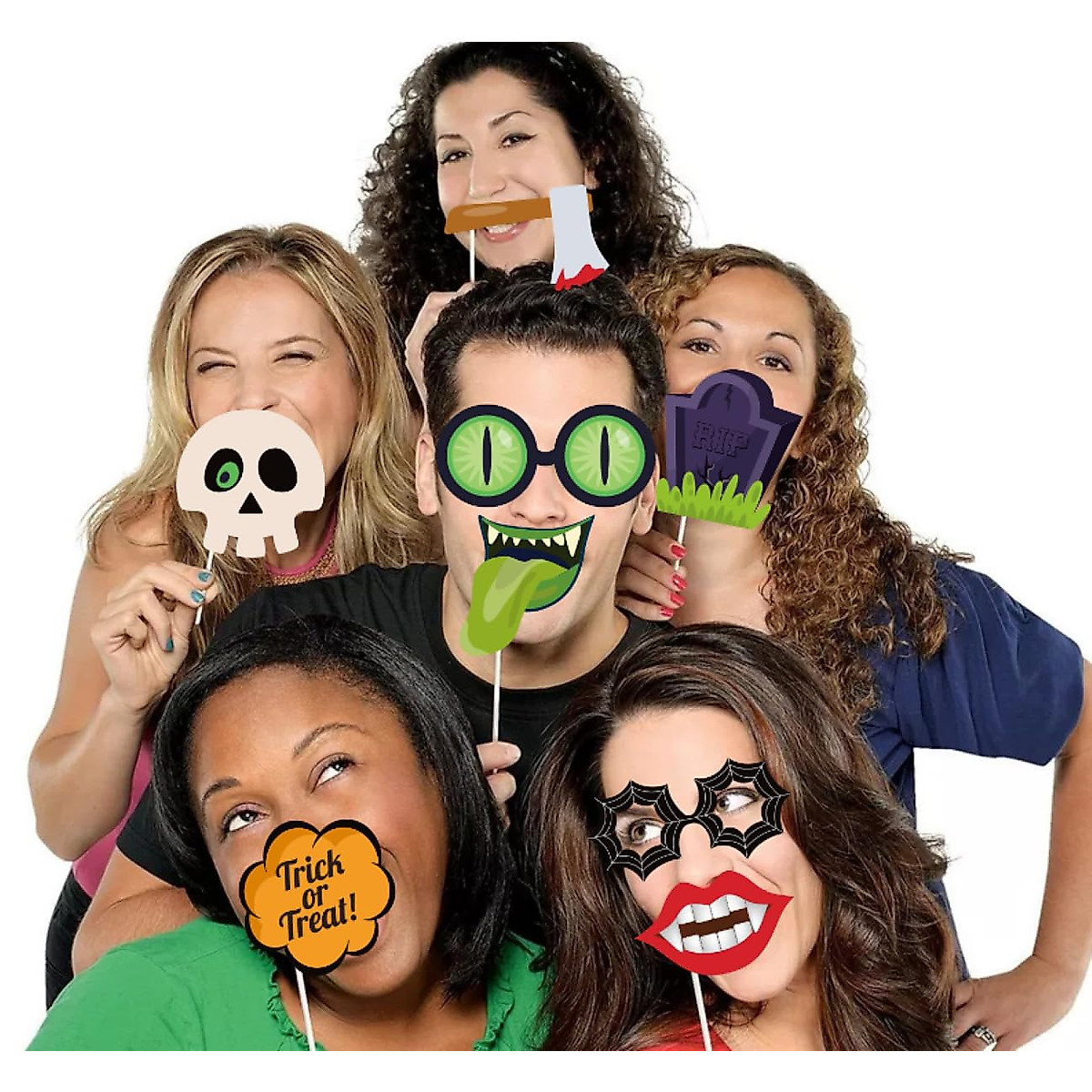 Halloween Party Balloons Banner Supplies Set,include Cupcake Toppers,Selfie Photo Props,Halloween Banner,Bat Wall Stickers,Black Orange Foil Latex Balloons,72Pcs Halloween Theme Party Decorations