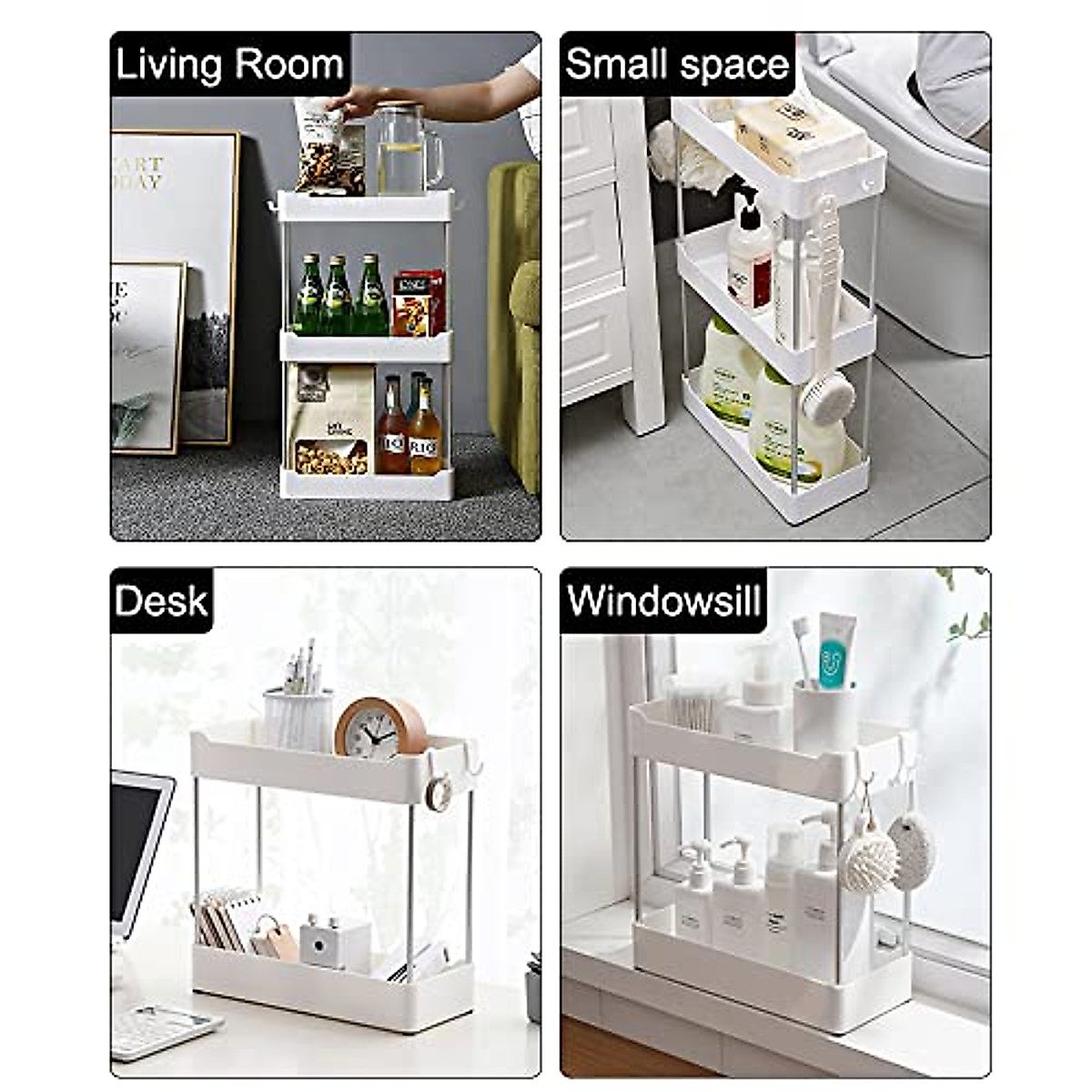 Bathroom Organizer Countertop, 3 Tier Bathroom Counter Storage Organizer, White Standing Storage Shelf for Vanity Organizer, Kitchen Spice Rack Sink Organizer Tray for Cosmetics Display, Skincare