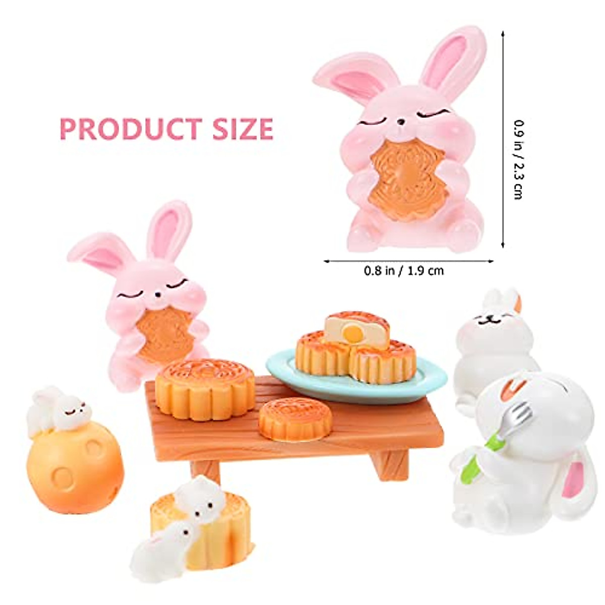 Yardwe Easter Rabbit Miniatures 1 Set Jade Rabbit Mooncake Cake Small Animals Glass Easter Bunny Miniatures