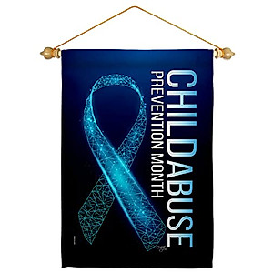 Breeze Decor Prevention Child Abuse Garden Flag Set Wood Dowel Support Awareness Inspirational Survivor Ribbon Cancer Autism Breast BLM House Banner Small Yard Gift Double-Sided, Made in USA