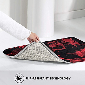 SWEET TANG Water Absorbent Classic Horror Blood Splatter Black Red Bathroom Rugs with Non Slip Rubber Backing Super Cozy Memory Foam Kitchen Mat, Washable and Quickly Drying Mat - 24 x 16 Inch