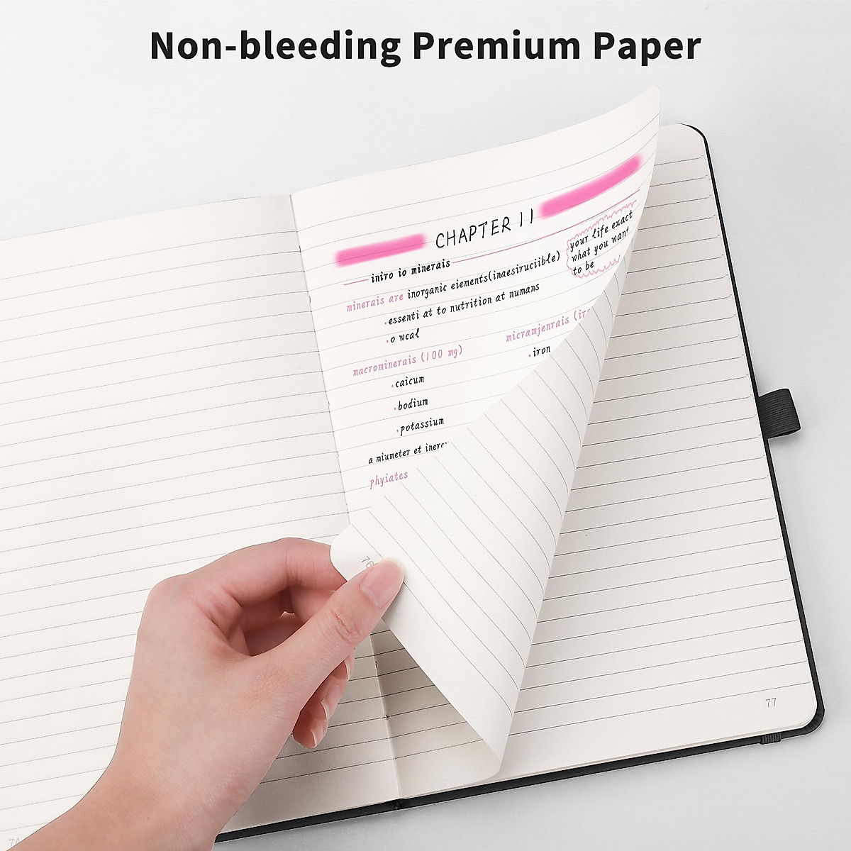 RETTACY Lined Journal Notebook Hardcover 2 Pack - A5 Business Journal with 376 Numbered Pages,100gsm Thick Paper 5.75'' × 8.38''