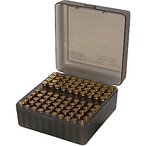 MTM 100 Round Flip-Top Rifle Ammo Box, Medium, Clear Smoke
