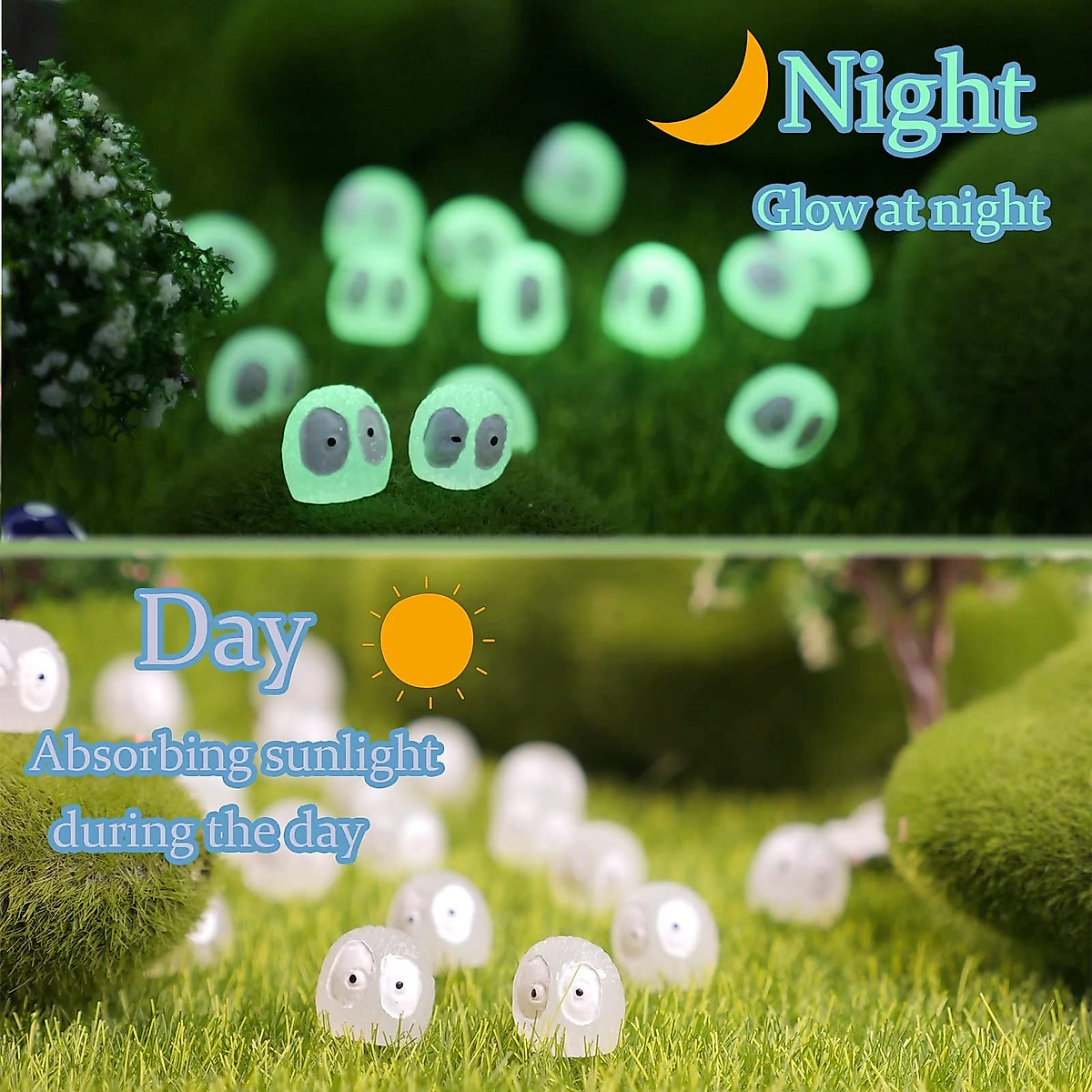 Glow in Dark Tree Elves,Mini Resin Briquette Elves,Gardening Potted Decorative Doll,Figurine Ornaments,Miniature Landscape Fairy Garden Gnome Decoration,Patio,Balcony,Outdoor,Lawn Decorations 50PCS