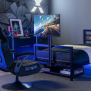 X Rocker I Basecamp Bed with TV Mount I Rotating TV Mount Mechanism I Metal Mesh Frame I Black