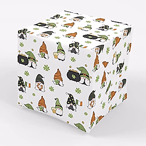Stesha Party St Patricks Day Gnomes Wrapping Paper - Folded Flat 30 x 20 Inch (3 Sheets)