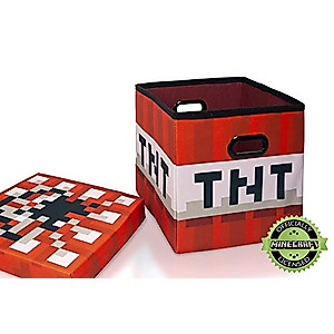 MINECRAFT TNT Block Storage Cube Organizer Storage Cube | TNT Block From Cubbies Storage Cubes | Organization Cubes | 15-Inch Square Bin With Lid
