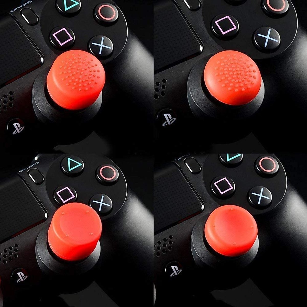Pack of 8 pcs Analog Controller Gamepad Raised Antislip Thumb Stick Grips Thumbsticks Joystick Cap Cover for PS5, PS4, PS3, Switch Pro, Xbox one, Xbox 360, Wii U, PS2 Controller (Red)