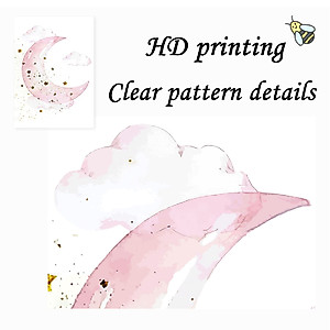 Bfgsrtcbox Pink Star Wall Art Moon Rainbow Pictures and Stars Canvas Decor Cloud Nursery Picture Girl Baby Room Painting 12x16inchx3pcs No Frame