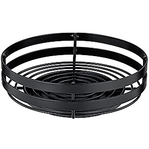 MyGift Modern Matte Black Metal Tabletop Lazy Susan Spice Rack Round Turntable Tray, Seasoning and Condiment Holder Spinning Rack