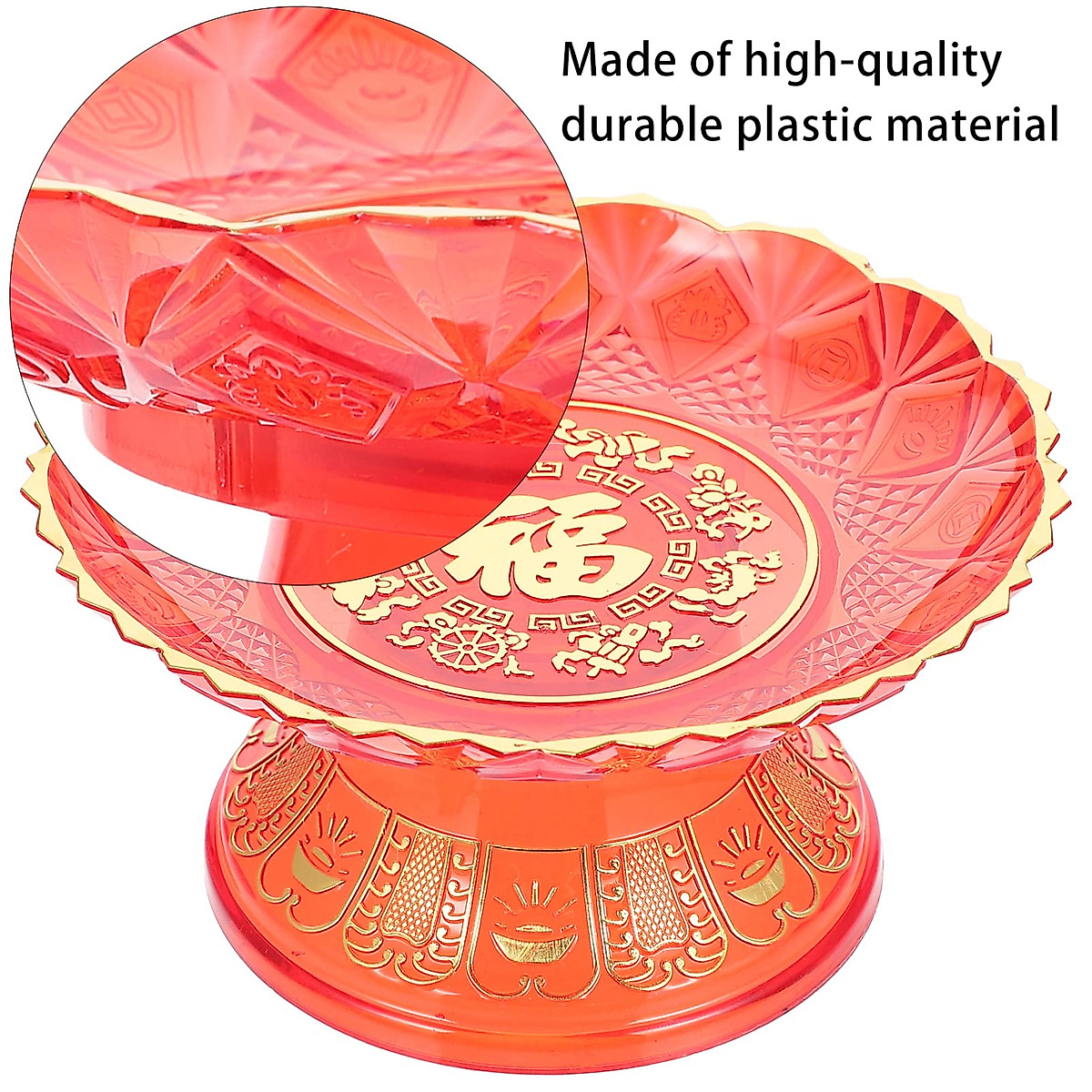 Veemoon 4pcs Blessing Use Decorative Rituals Holders Sacrifice Snack Food Decor Holder Serving Wedding Fruit Decoration Footed Plate Round Nuts Plates Containers Bowl Buddhist Offering S
