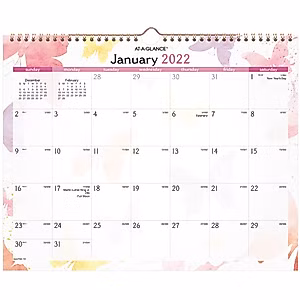 AT-A-GLANCE 2022 Wall Calendar by AT-A-GLANCE, 15" x 12", Medium, Monthly, Watercolors (PM91-707)