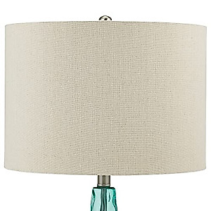 Catalina 18578-000 Transitional Thumbprint Glass Gourd Table Lamp, 25.5", Classic Blue