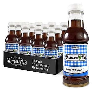 Iced Tea Unsweetened Real Brewed Tea, Caffeinated, All Natural Drinks, No Artificial Flavors or Colors, 16 Oz (12 Pack) by Southern Sweet Tea Company
