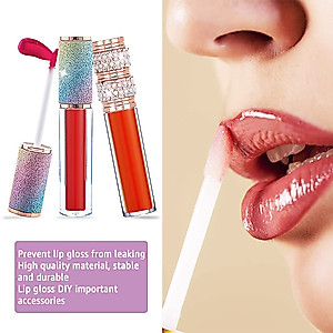 AMORIX 25 Pack Diamond Lip Gloss Tubes with Wand 5ml Empty Rhinestone Lip Gloss Containers Cute Lipgloss Bottles Crystal Lip Gloss Supplies Kit + 2pcs Syringes + Labels for DIY Lip Gloss Base