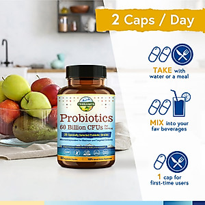 Terranics Probiotics 60 Billion CFU, 20 Strains, 60 Veg Capsules, Prebiotics & Probiotics, Shelf Stable Probiotic Supplement for Men & Women, Digestive & Immune Health, Non-GMO, NO Soy, Dairy & Gluten