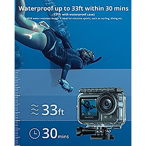 AKASO Brave 4 Elite 4K60fps 20MP Ultra HD Action Camera IPX8 33FT Underwater Camcorder Waterproof Camera with 64GB Storage, Touch Screen, Stabilization 2.0, Built-in 1650mAh Battery and Accessory Kit