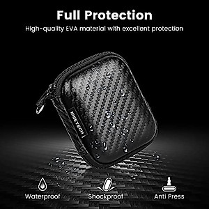 RISETECH Earbud Case Earphone Carrying Case Hard EVA Headphone Storage Bag Small Zipper Pouch Compatible with Beats Fit Pro, urBeats3, Bose Soundsport, EarPods, AirPods, Sony Earbuds -with Carabiner