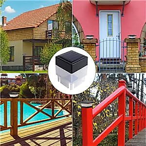 OUYANGL Solar LED 2In x 2In(5cm x 5cm) Fence Post Cap for Wrought Iron and Aluminum or Garden, Solar Fence Lights White Light -4 Pack