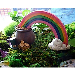 MIABE Miniature Fairy Garden AccessoriesSupplies for Rainbow and Pot of Gold 1pc MI 55806 Irish for Garden, Patio, Deck, Porch, Terrarium, Dollhouse - Yard Art Decoration.