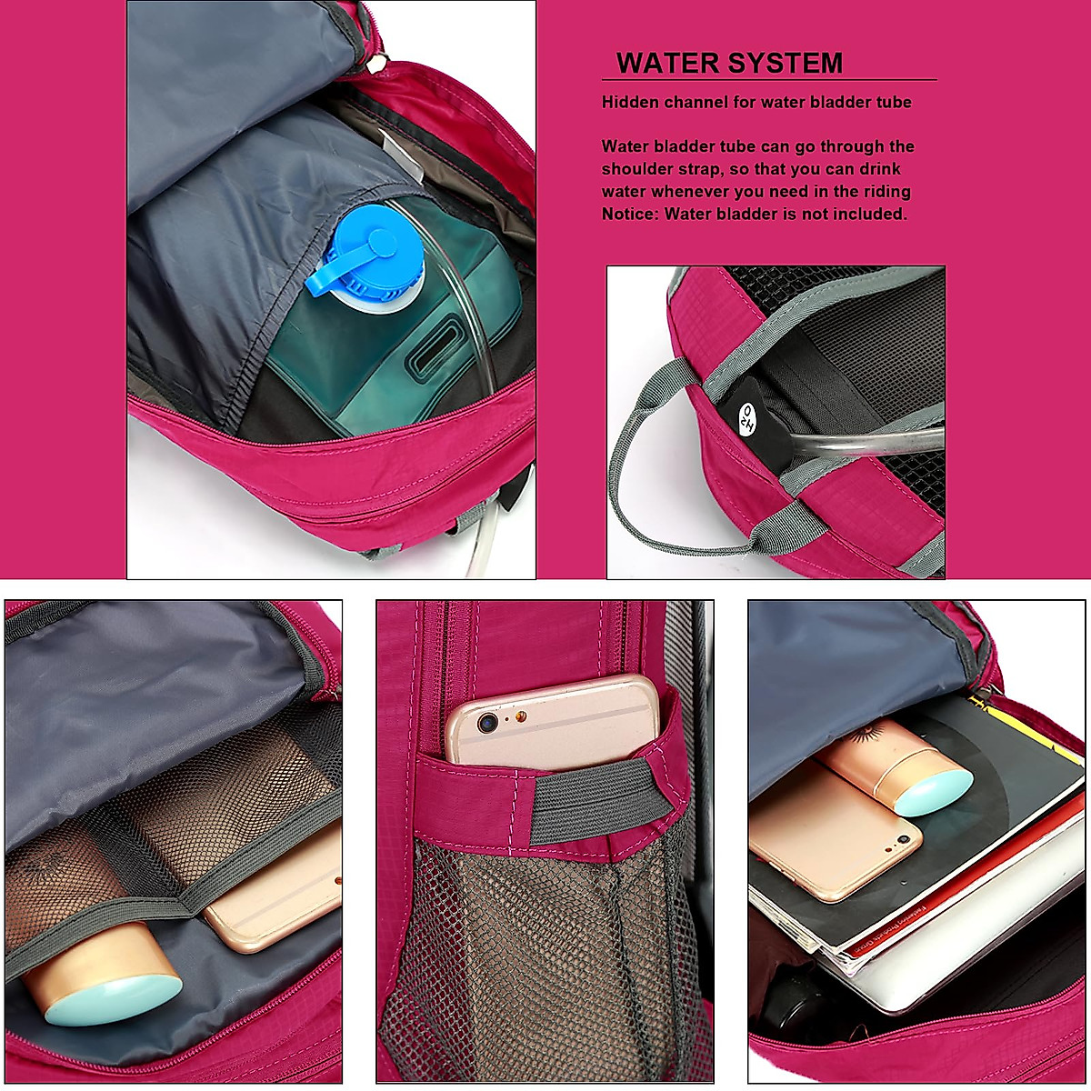 LOCALLION 20L Hiking Daypack Ultralight Bike Rucksack Backpack Outdoor Sports Daypack for Running (red)