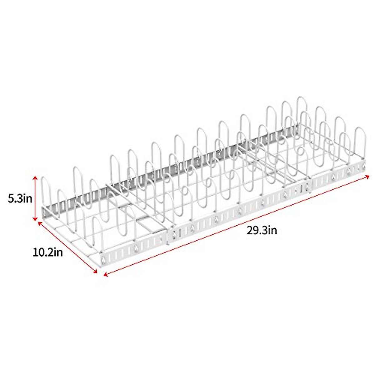 Double-side Expandable Food Container Lid Organizer,Super Large Capacity Adjustable 12 Dividers Detachable Lid Organizer Rack for Countertop,Cabinets, Cupboards, Pantry Shelves, Drawers(White)