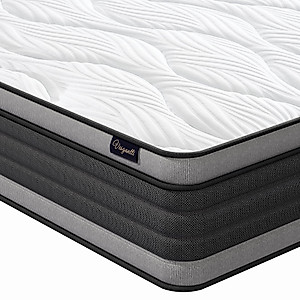 Vesgantti Queen Mattress, 14 Inch Hybrid Innerspring Mattress with Memory Foam, Individually Pocket Coils for Motion Isolation, Queen Size Mattress in a Box, Medium Firm Feel