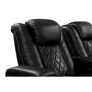 Valencia Tuscany Home Theater Seating | Premium Top Grain Italian Nappa 11000 Leather, Power Reclining, Power Lumbar Support, Power Headrest (Row of 2 Loveseat, Black)
