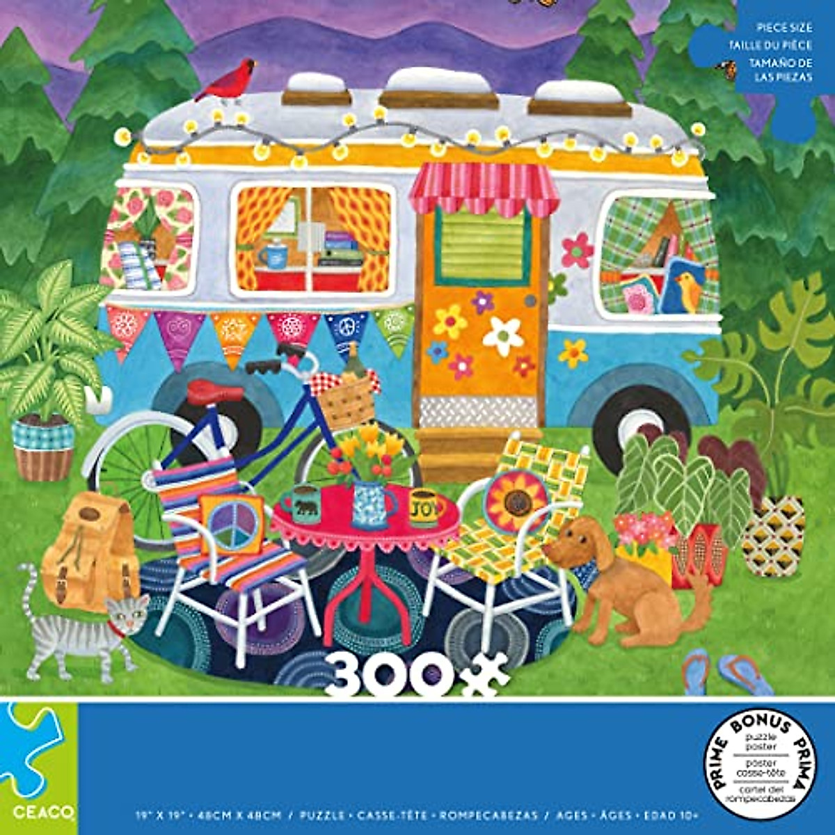 Ceaco - Happy Camper - Mountain Camper - Oversized 300 Piece Jigsaw Puzzle, 19 x 19