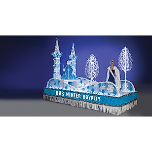 Anderson's Light Blue Vinyl Floral Sheeting, 36 Inches x 10 Yards, Parade Float Decorations for Trailer, Party Decorations