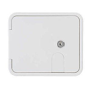 Dumble Low Profile Electric Cable Hatch RV Electric Cord – White RV Camper Electric Cord Cover 7.5in x 6.5in Square