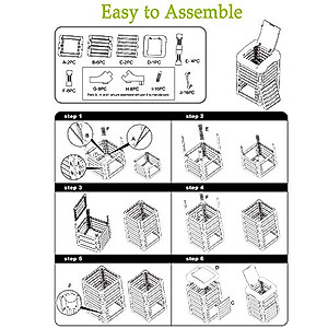 Solution4Patio Outdoor Composting Bins, 89-Gallon (336L), Thick and Sturdy, Black Eco-Master Polypropylene Composter, Easy Assembling, Large Capacity, 23.62 in. W x 23.62 in. D x 39.37 in. H, 9496-US