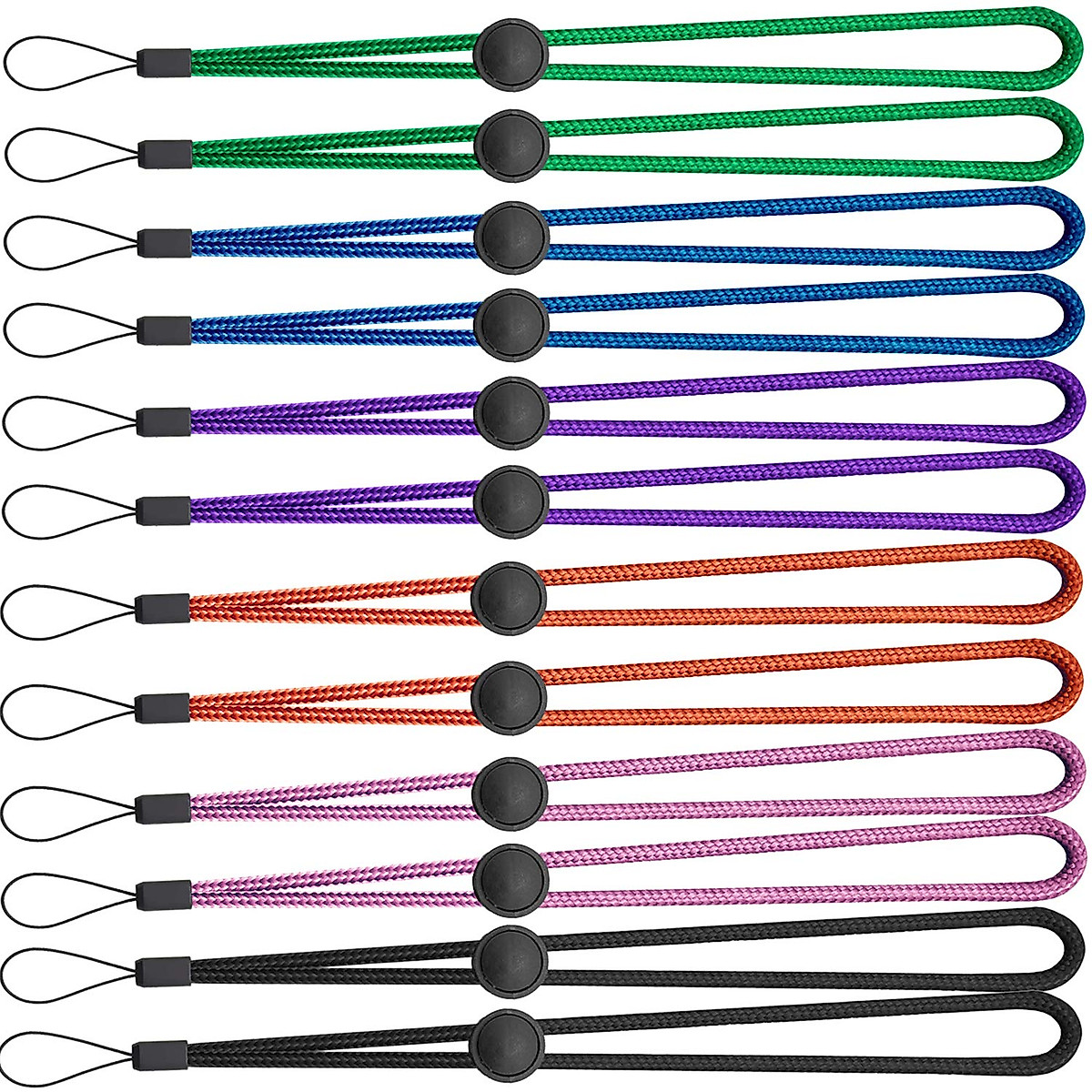 YOUOWO Wrist Lanyard Adjustable length small Strap 12 Pcs Wrist Short Lanyard for Keys Phone Cases Lanyard Keychain USB pink,green,blue,orange,purple,black
