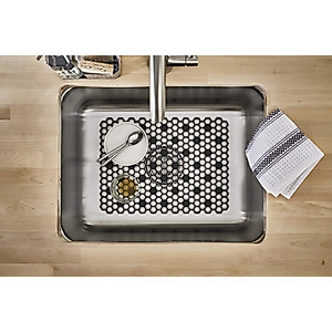 Spectrum Diversified Hexa Raised Feet Quick-Drying Heavy-Duty Protector with Non-Slip Surface, Large Farmhouse Sink Mat, Frost/Gray