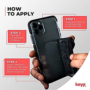 Keyp Card Holder for Back of Phone - Credit Card Holder for Cell Phone - Convenient Phone Card Holder Stick On for Keys, Cards & Cash - Stick On Wallet for Cell Phone (Blue Denim)