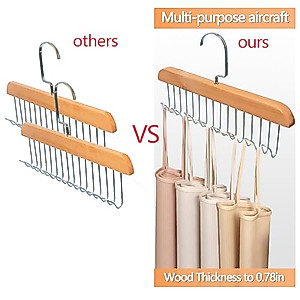 Bra Tank Top Hanger for Closet : Thickened Wooden Storage Rack Hangers with 2 Pack 16 Hooks Tie Belt Purse Ropa Hat Scarf Organizers for Woman Man (Original)